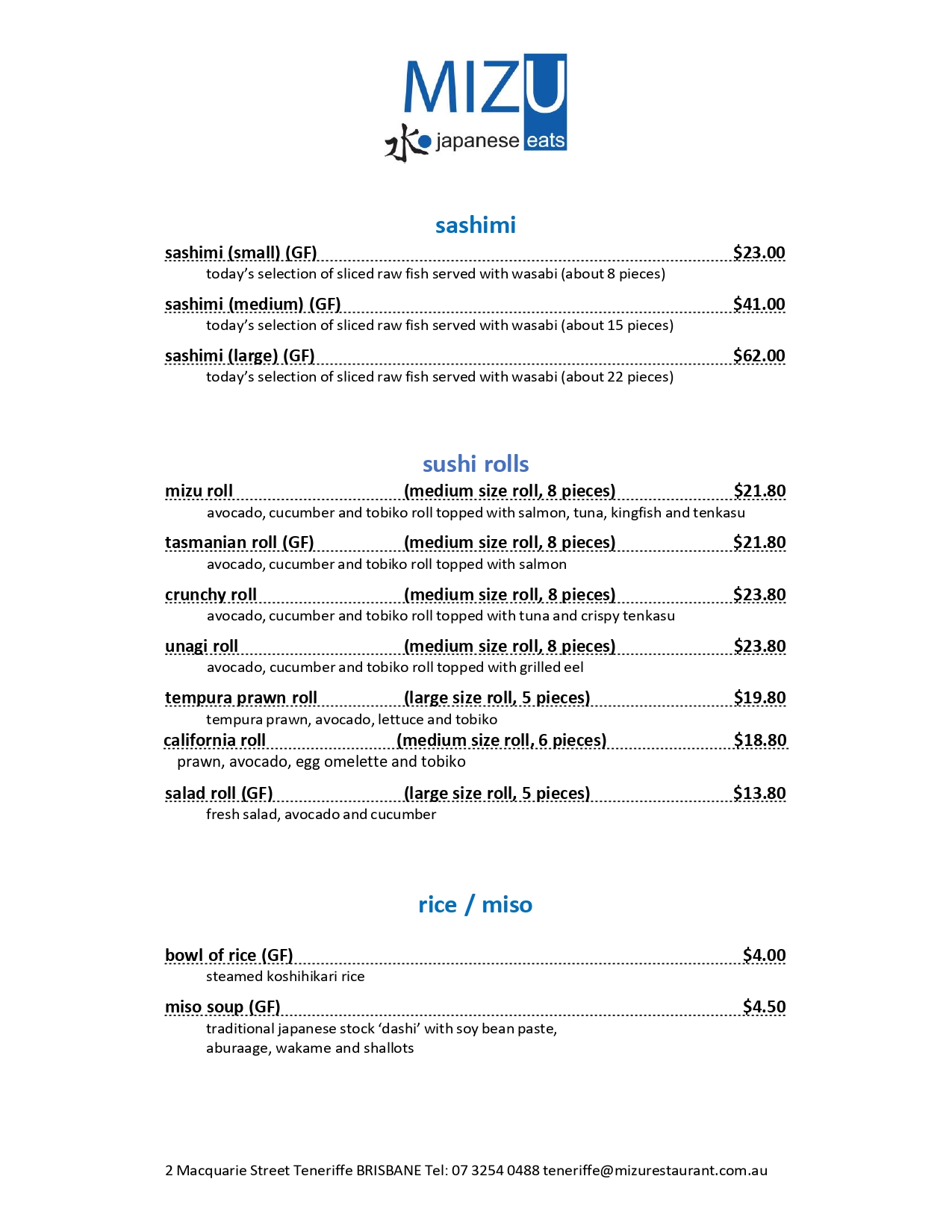 MIZU | Washoku Lovers